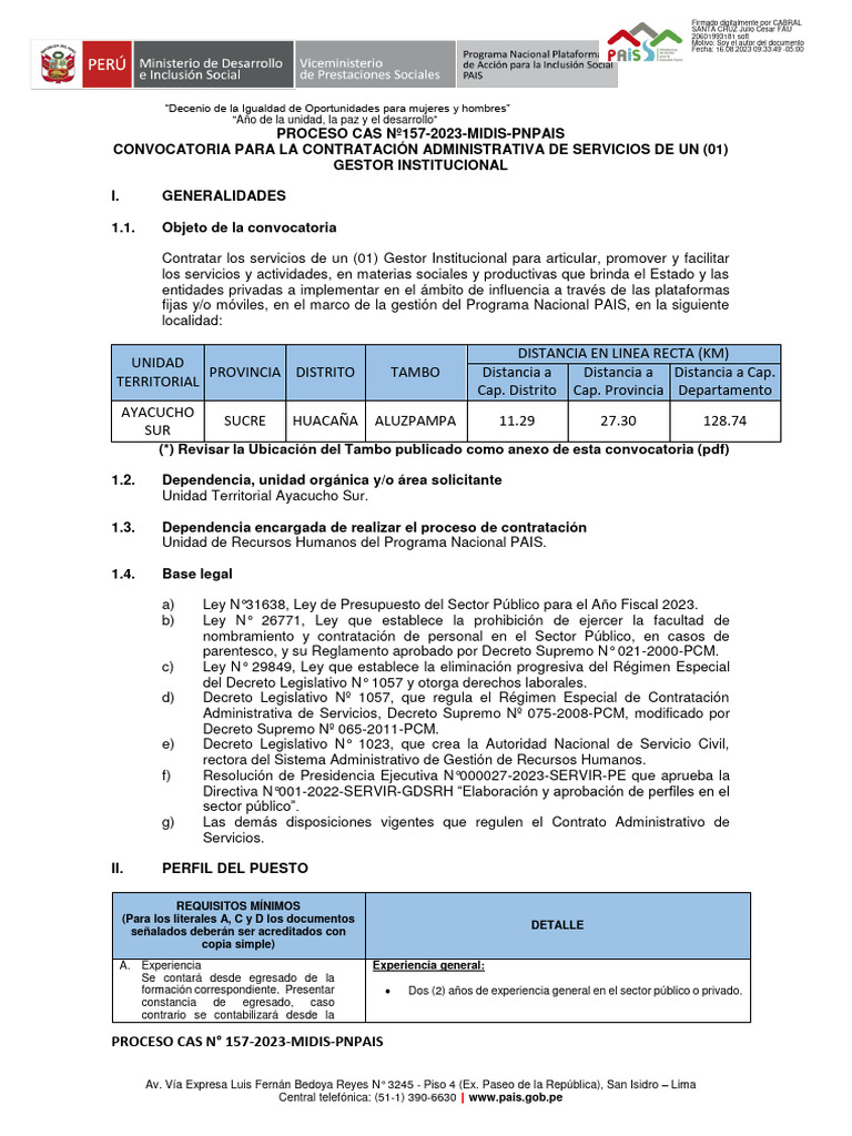 Bases Cas 157-2023 (F) | PDF | Gestión de recursos humanos | Evaluación