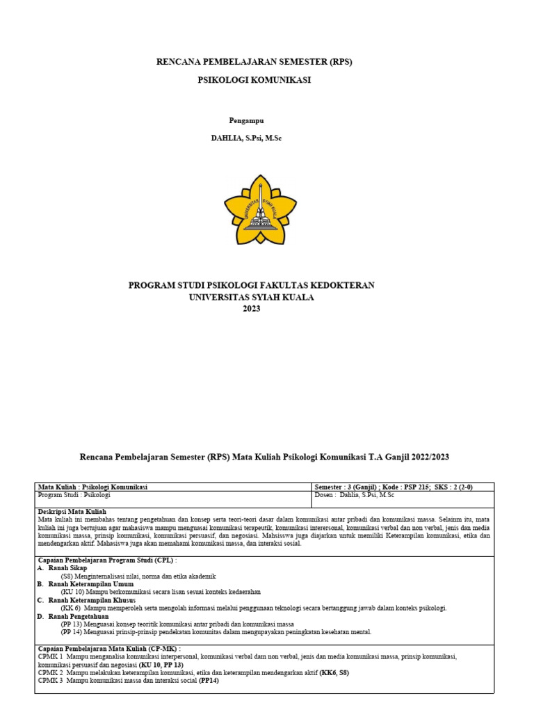 RPS Psi Komunikasi (MBKM) PJBL | PDF