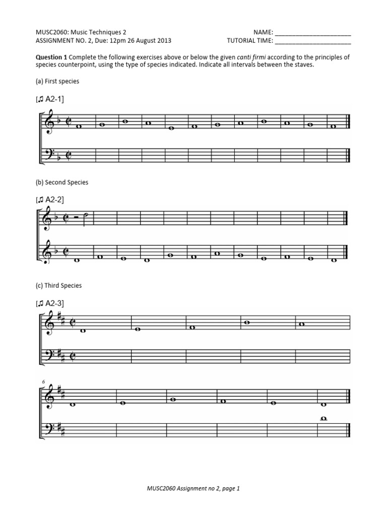 MUSC2060 Assignment Two - 2013 | PDF | Pitch (Music) | Musical Forms