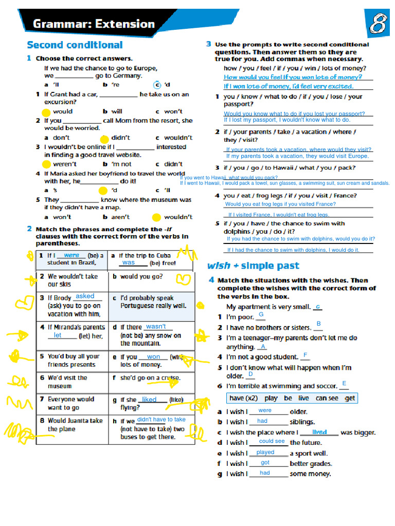 Inglés Unit 8 - Grammar Activities | PDF