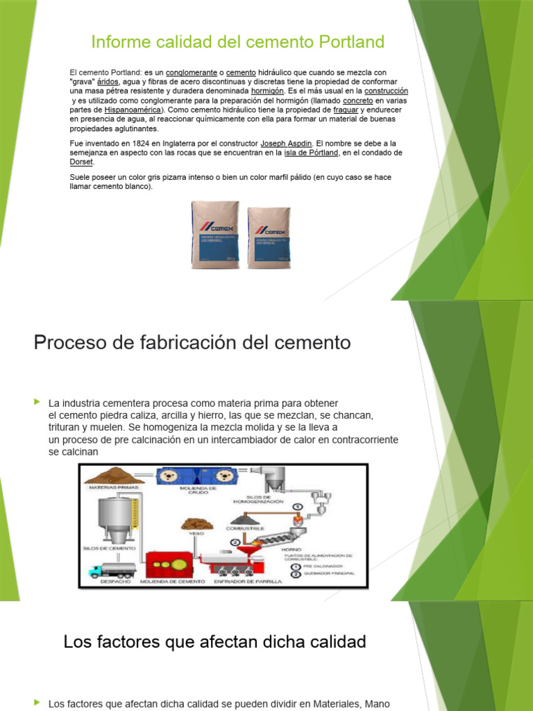 Informe Calidad Del Cemento Portland | PDF | Cemento | Hormigón
