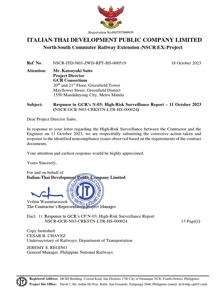 NSCR-EX Project High-Risk Report | PDF | Transport | Equipment