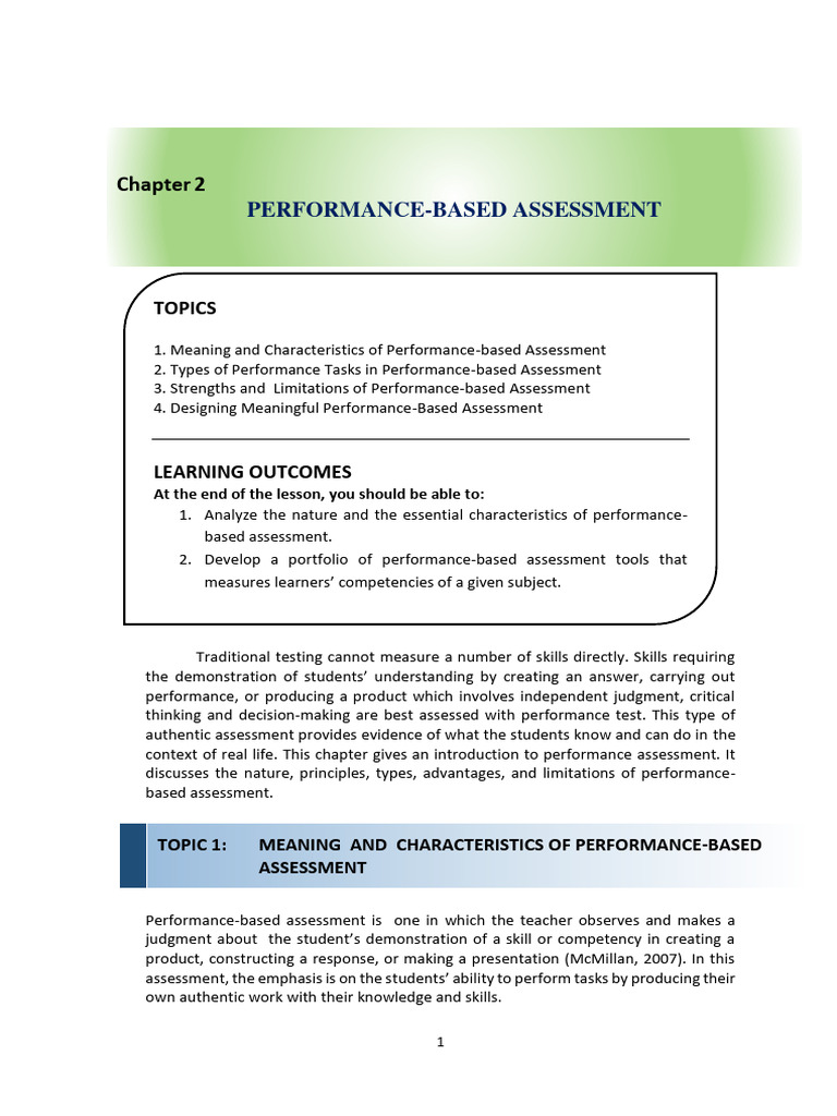 Performance-Based Assessment: Topics | PDF | Educational Assessment ...