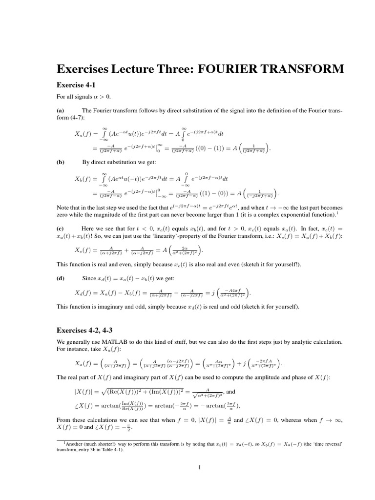 Ae2235 Exercises Lecture 3 | PDF | Spectral Density | Fourier Transform