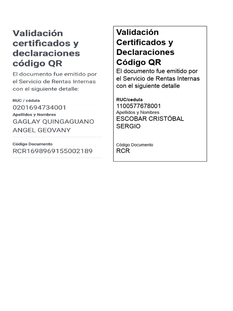 Validación Certificados y Declaraciones Código QR | PDF | Finanzas y dinero