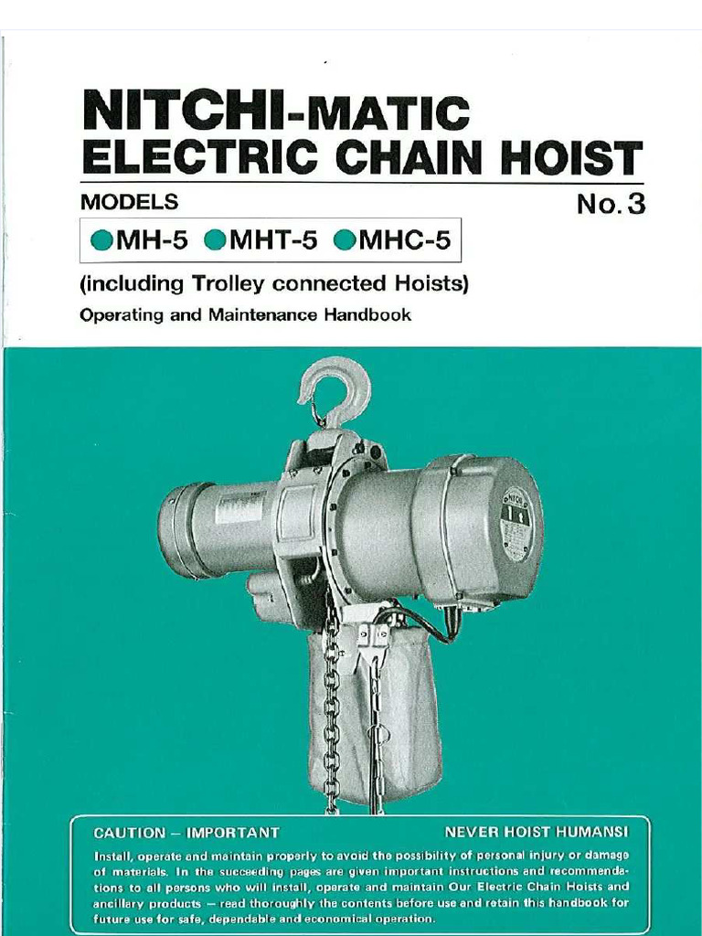 PDF Manual 11 e Nitchi Electrical Chain Hoist mh5 - Compress | PDF
