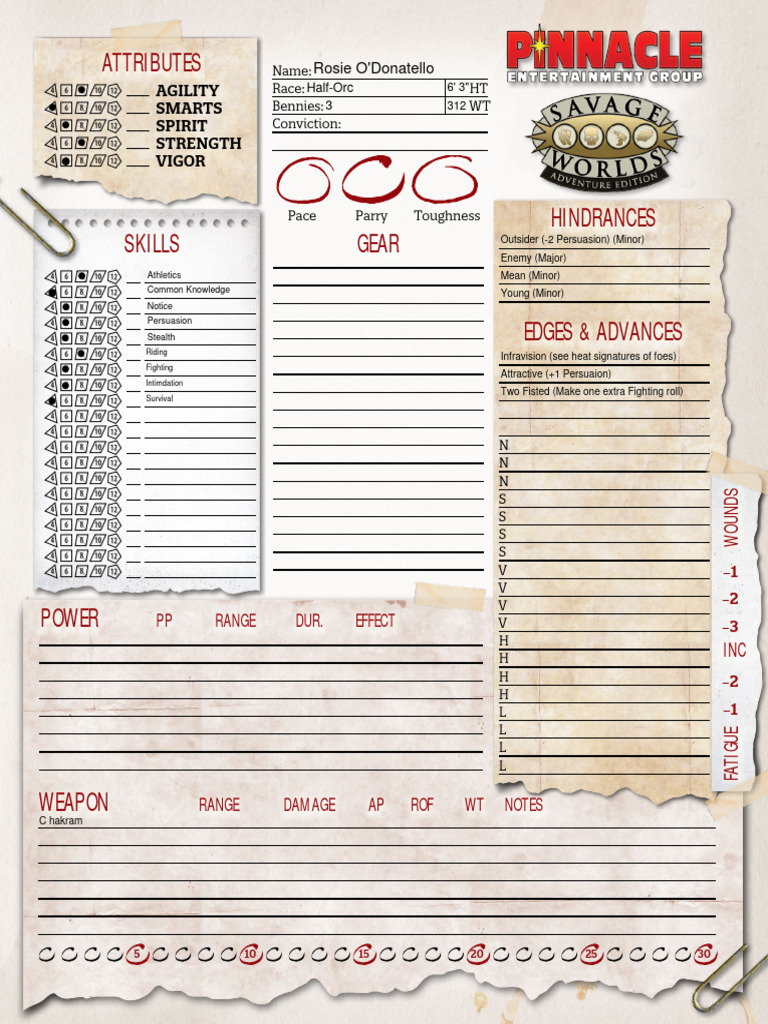 SWADE Character Sheetdone | PDF