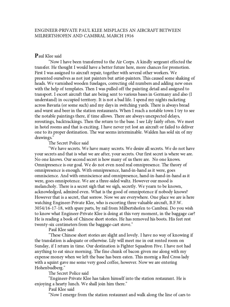 Engineer-Private Paul Klee Misplaces An Aircraft Between Milbertshofen ...