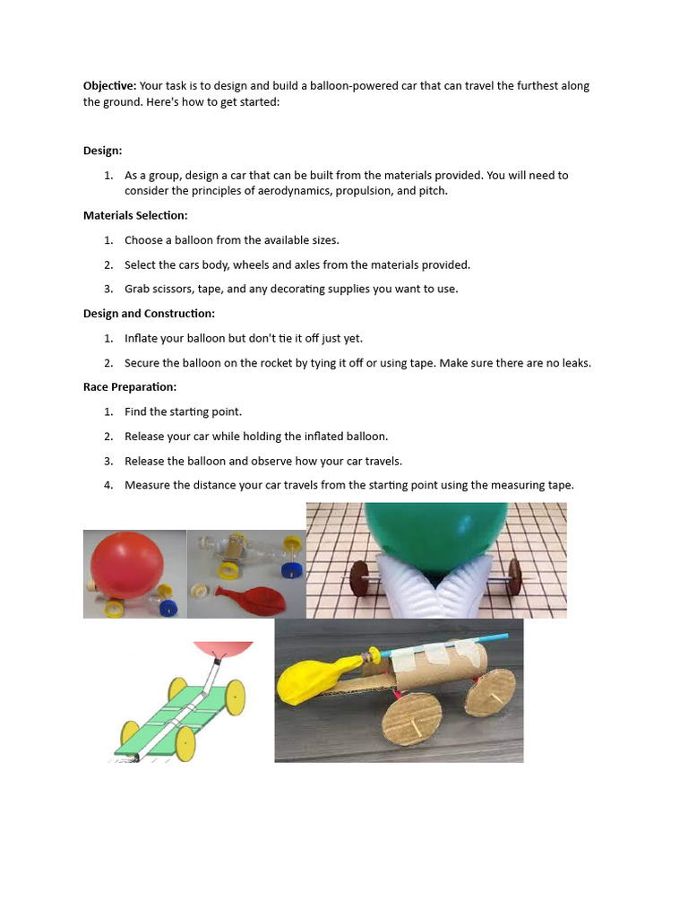 Balloon-Powered Car Project Guide | PDF | Business | Art