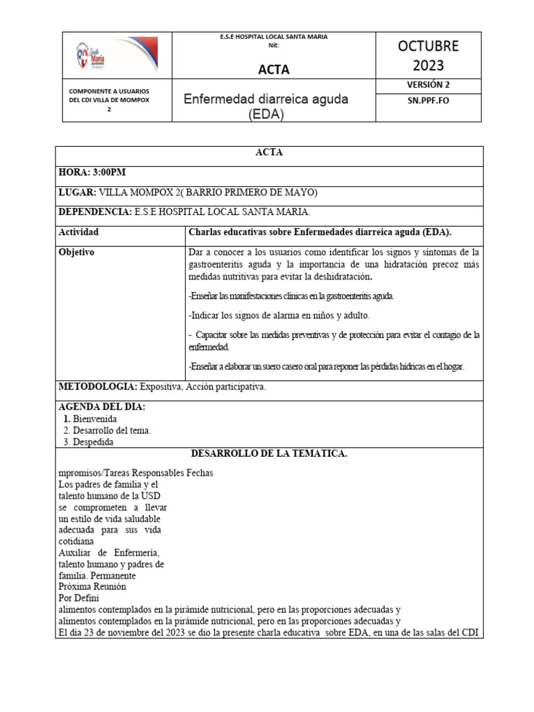 Acta de Eda | PDF | Diarrea | Heces