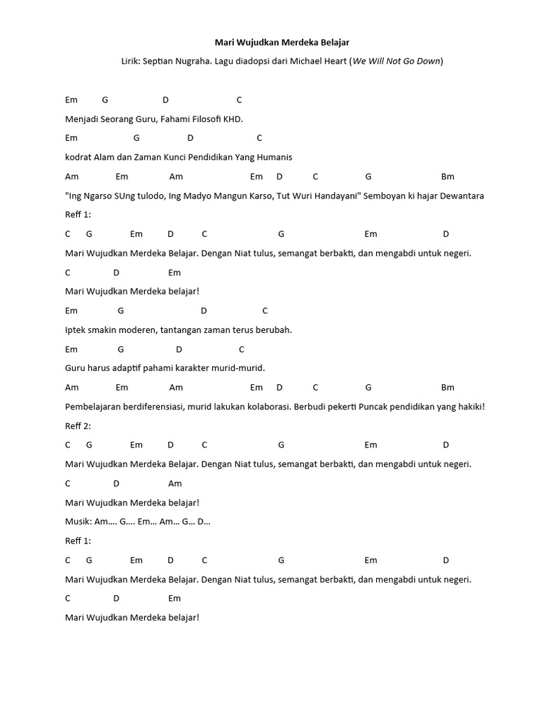 Lagu Merdeka Belajar | PDF