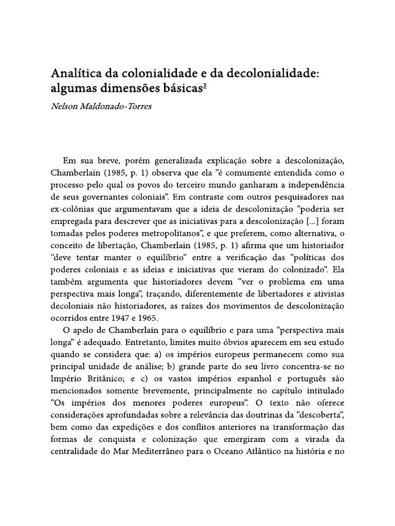 Analítica Da Colonialidade e Da Decolonialidade | PDF | Geografia ...