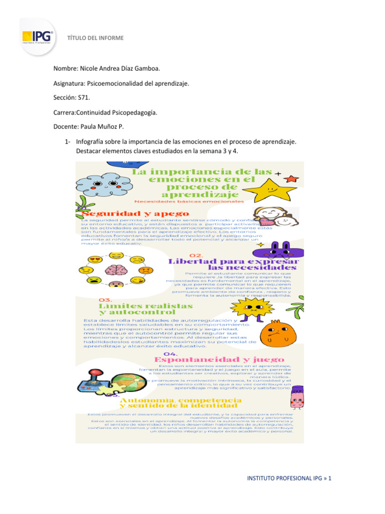 Diaz Nicole | PDF | Las emociones | Aprendizaje