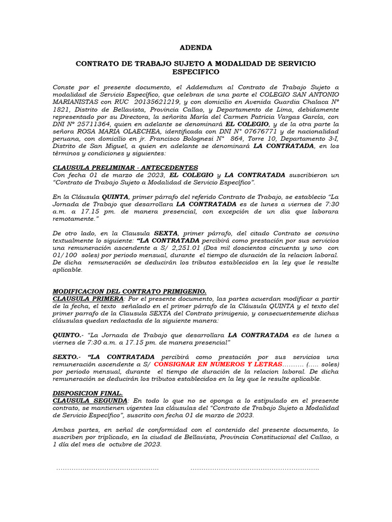 Adenda - Asistenta Social | PDF