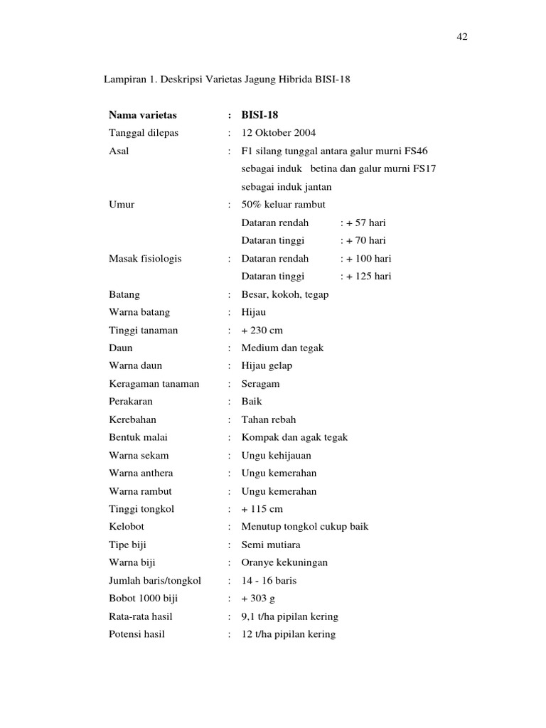 Deskripsi BISI 18 | PDF