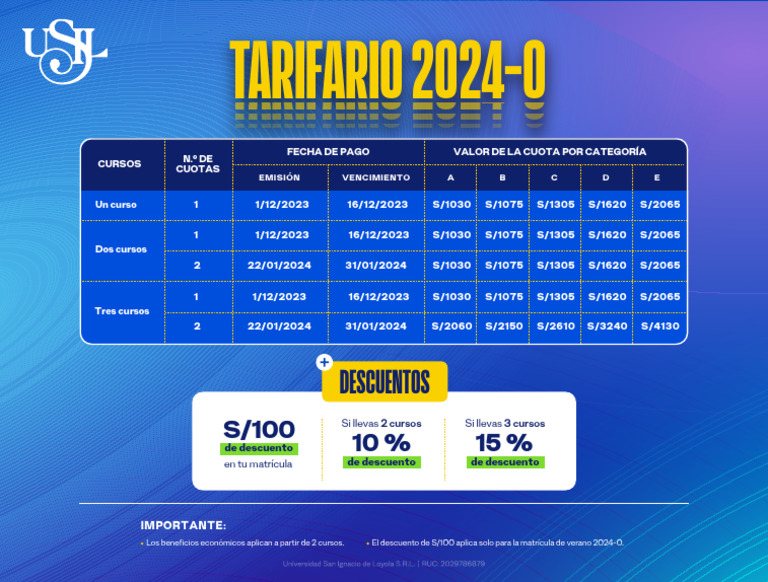 Tarifario 2024 0 | PDF