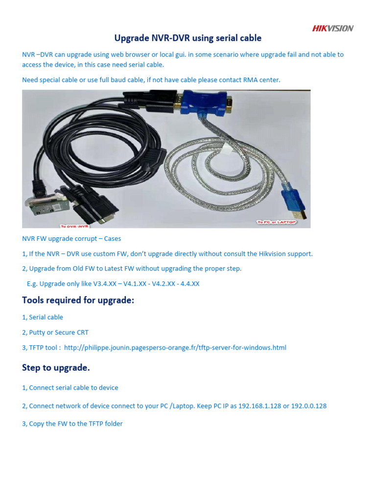 NVR-DVR Upgrade via Serial Cable Guide | PDF | Computers