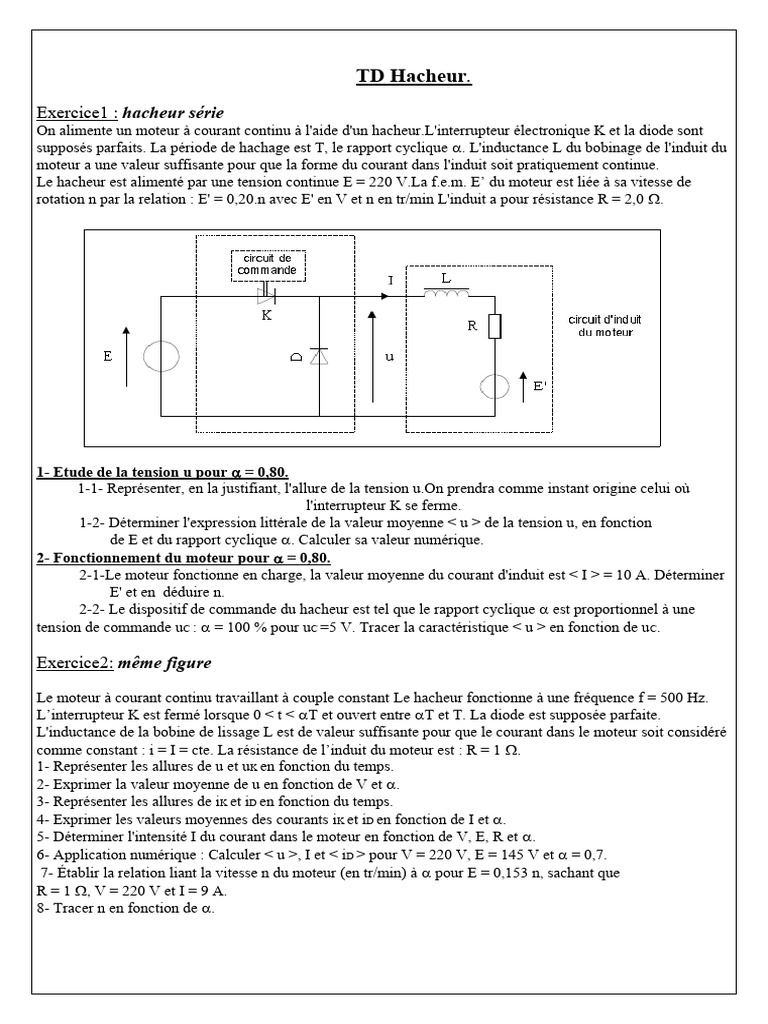 Rapport cyclique hacheur et moteur CC | PDF | Électricité | Électronique