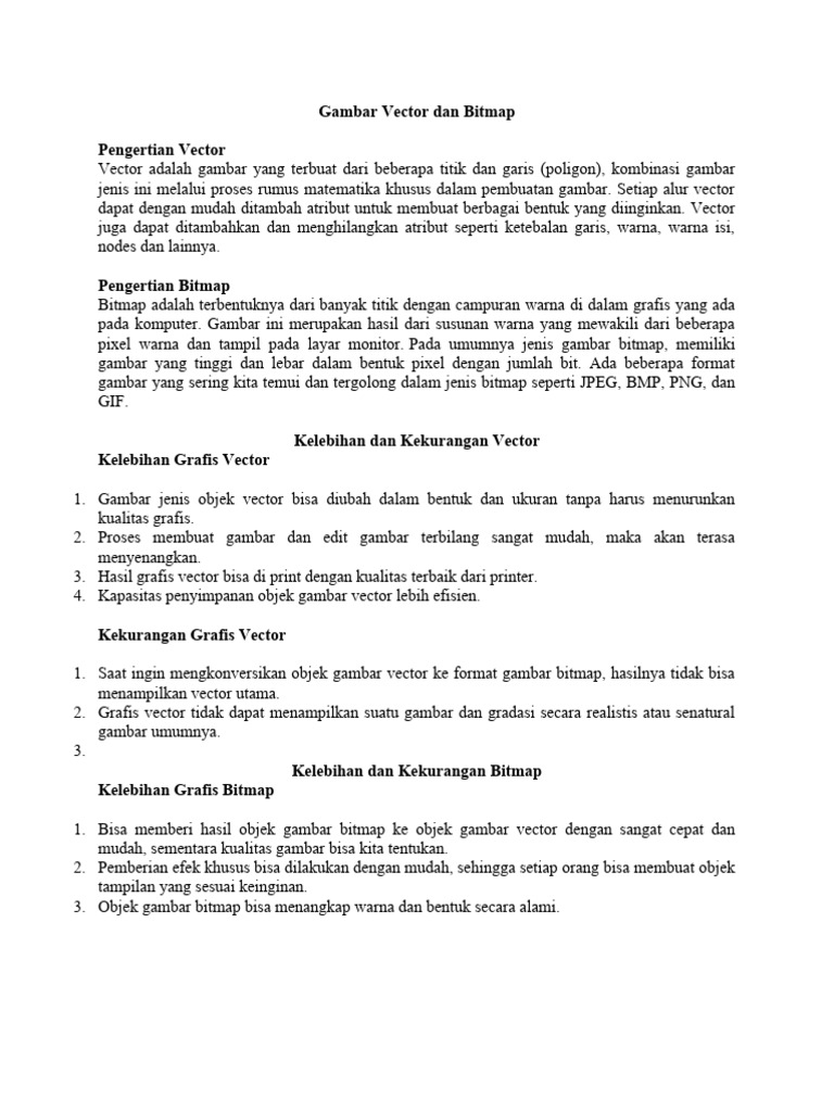 Perbandingan Gambar Vektor dan Bitmap | PDF | Seni | Komputer