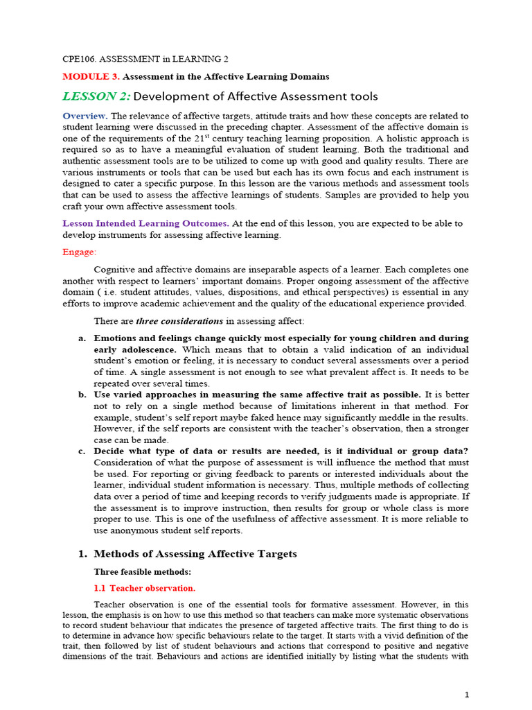 CPE106. Module 3. Lesson 2. | PDF | Likert Scale | Educational Assessment