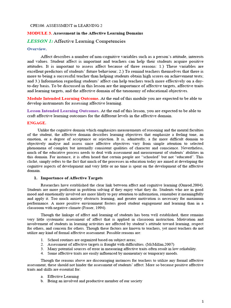 CPE106. Module 3. Lessons 1. | PDF | Attitude (Psychology) | Motivational