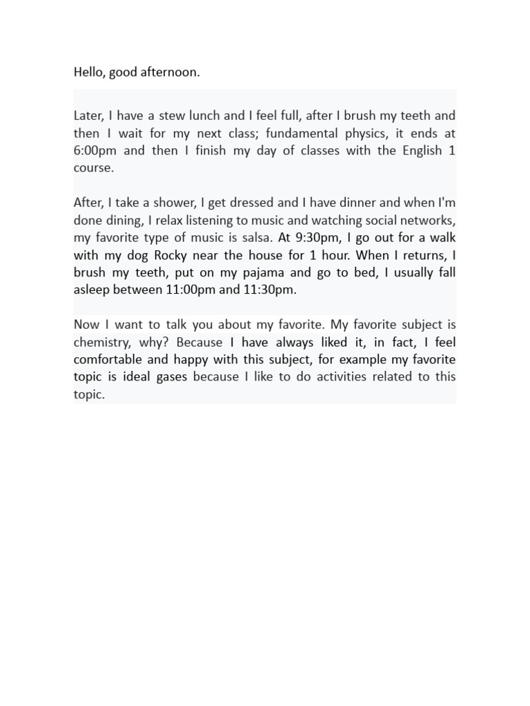 A Day in a Student's Life | PDF | Language Arts & Discipline