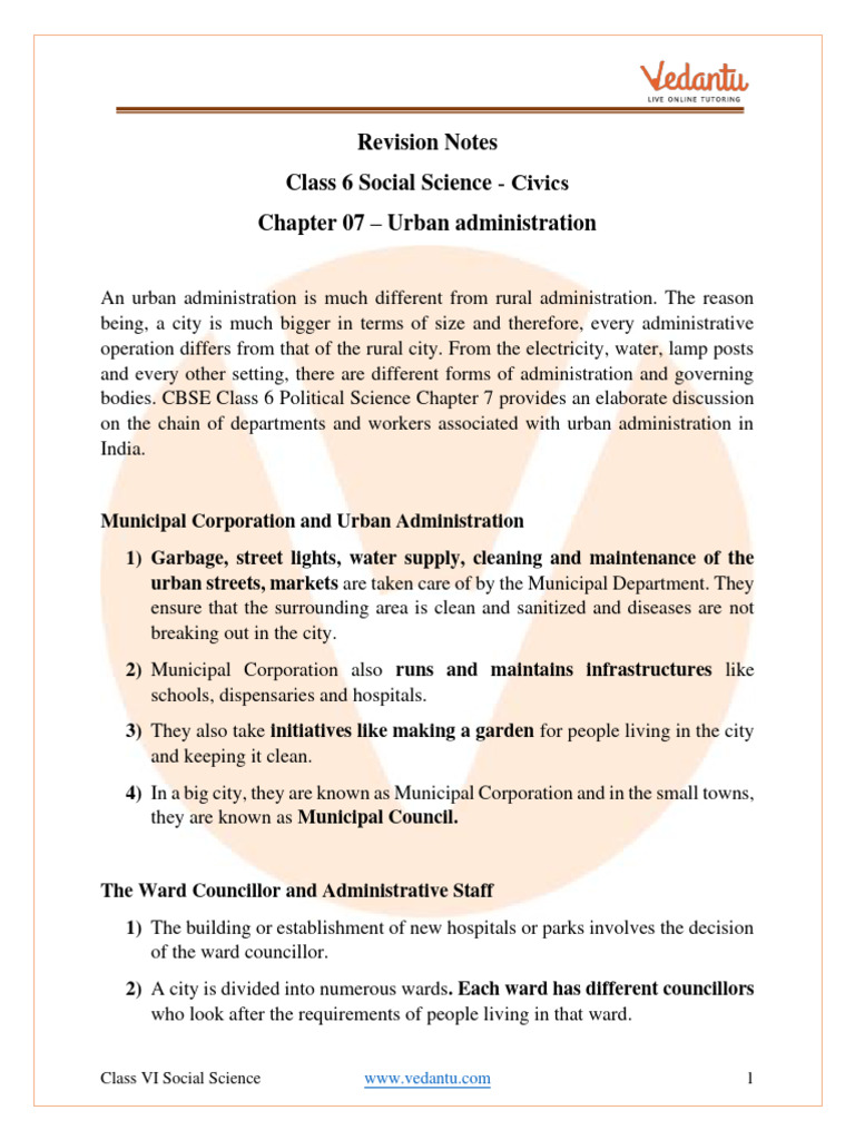 Cbse Class 6 Social Science Political Science Chapter 7 Notes | PDF ...