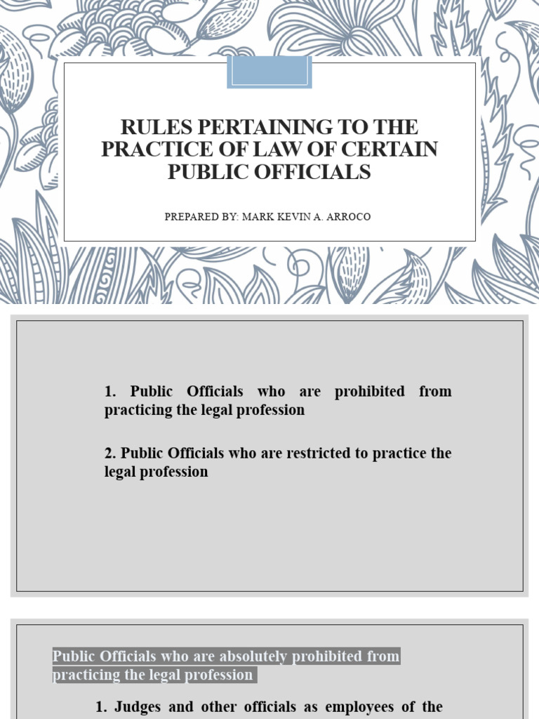Prohibited Legal Practice for Public Officials | PDF | Lawyer ...