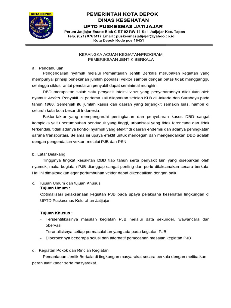 FIX KAK Pemeriksaan Jentik Berkala | PDF