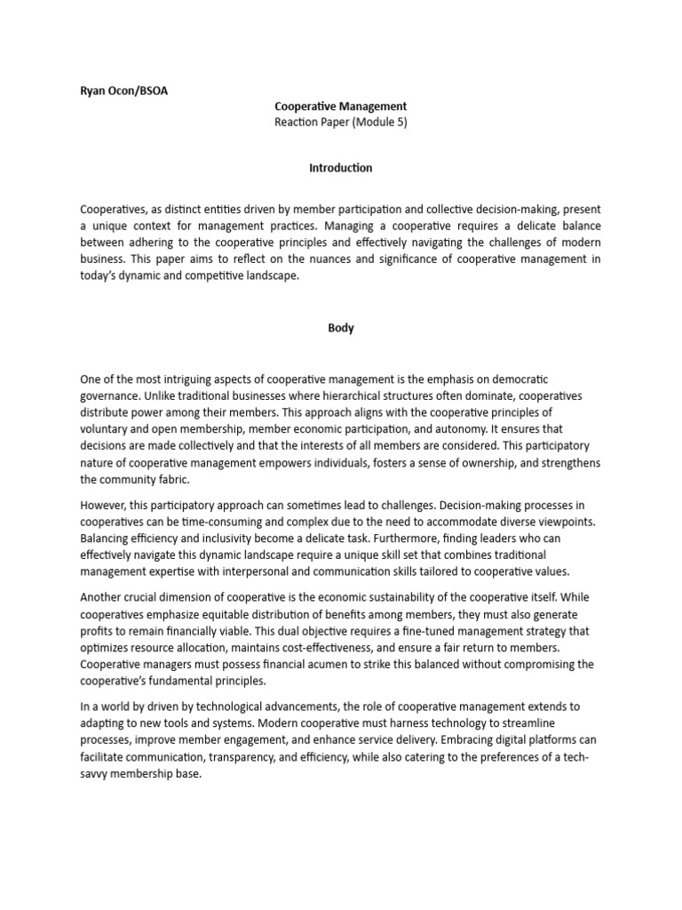 Cooperative Management 5 | PDF | Cooperative | Governance