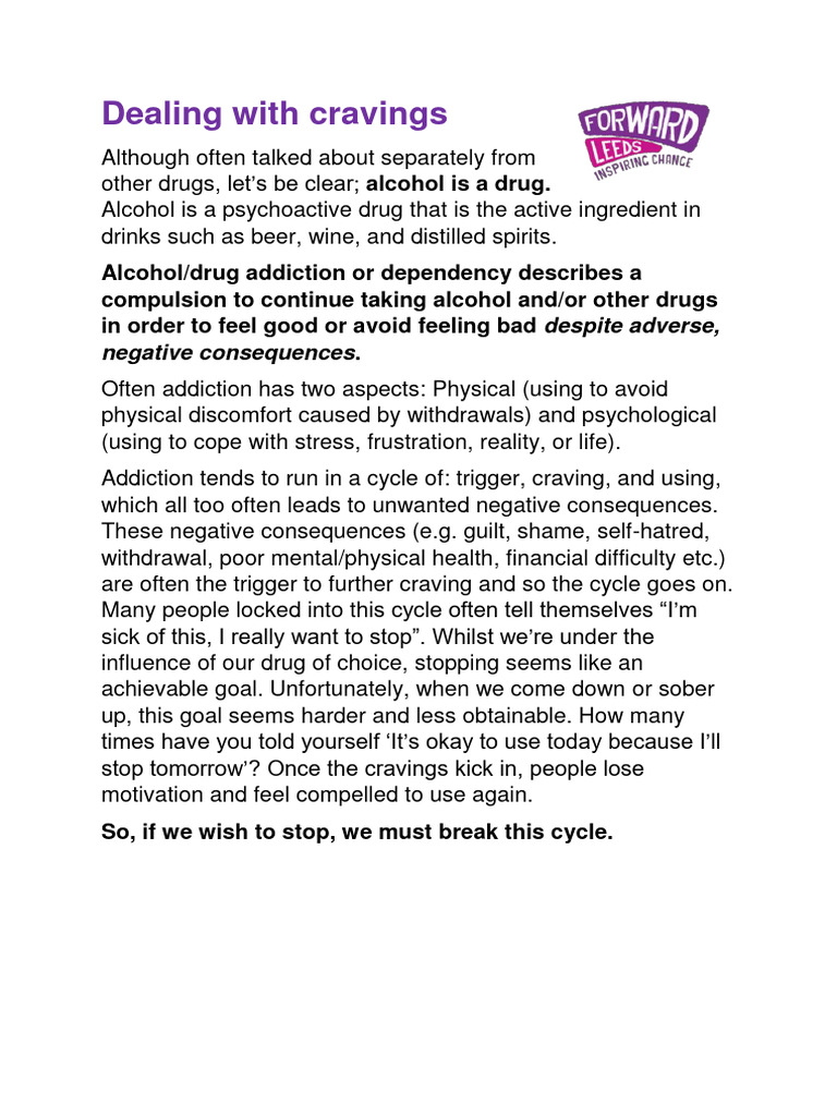 Dealing With Cravings | PDF | Substance Abuse | Alcoholic Beverages