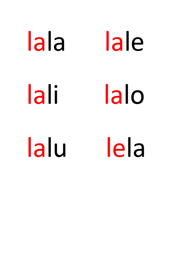 Lala Lale Lali Lalo Lalu Lela Lele Leli Lelo Lelu | PDF