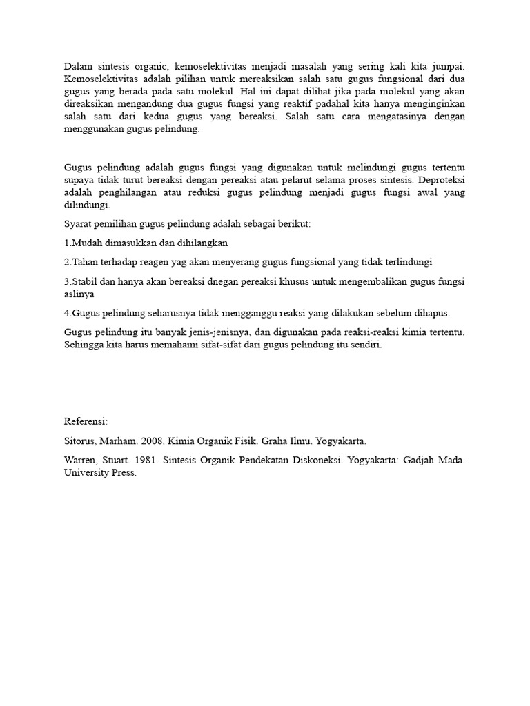 Kemoselektivitas dan Gugus Pelindung | PDF | Sains & Matematika