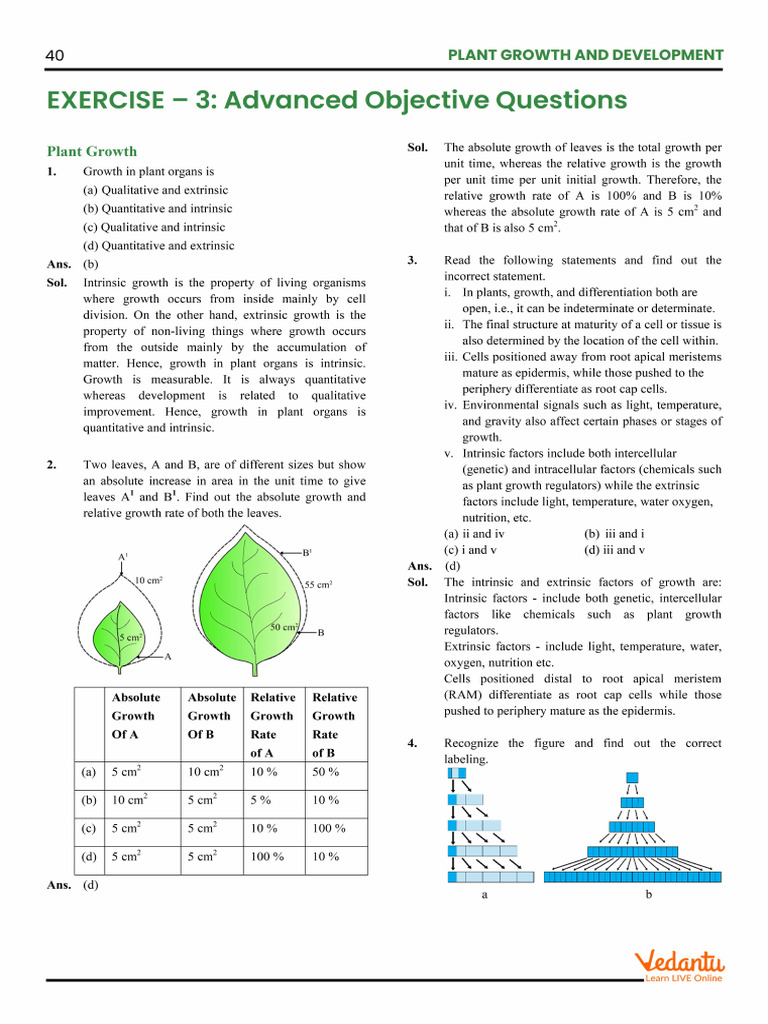 Ex-3 Plant Growth and Development - NEET | PDF | Plant Hormone | Auxin