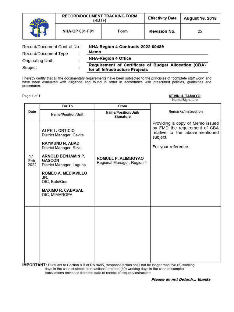 RDTF-2021-00490-Requirement of Certificate of Budget Allocation (CBA ...