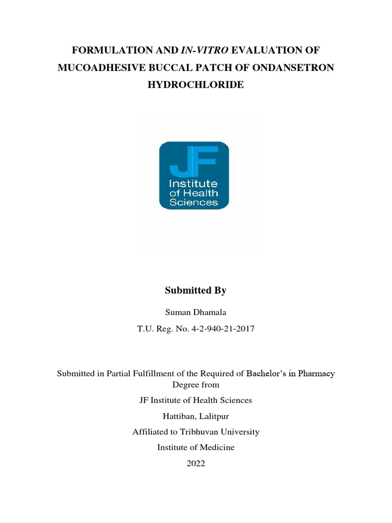Ondansetron Mucoadhesive Buccal Patch | PDF | Chemistry | Physical Sciences