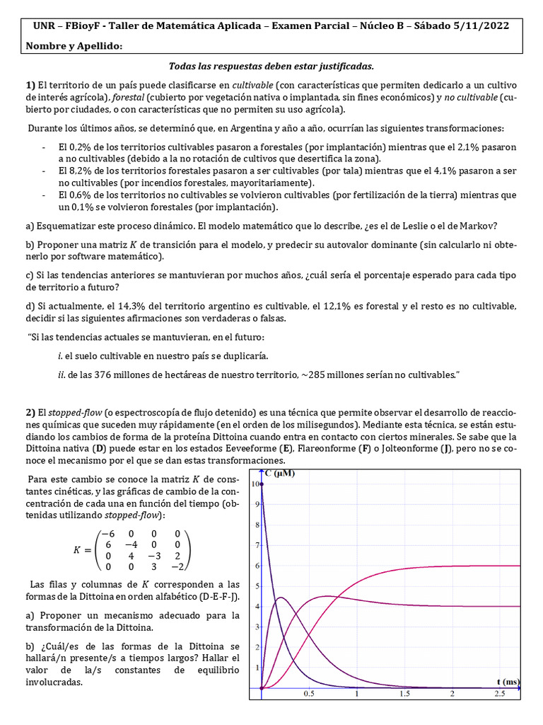 Parcial | PDF | Matriz (Matemáticas) | Valores propios y vectores propios