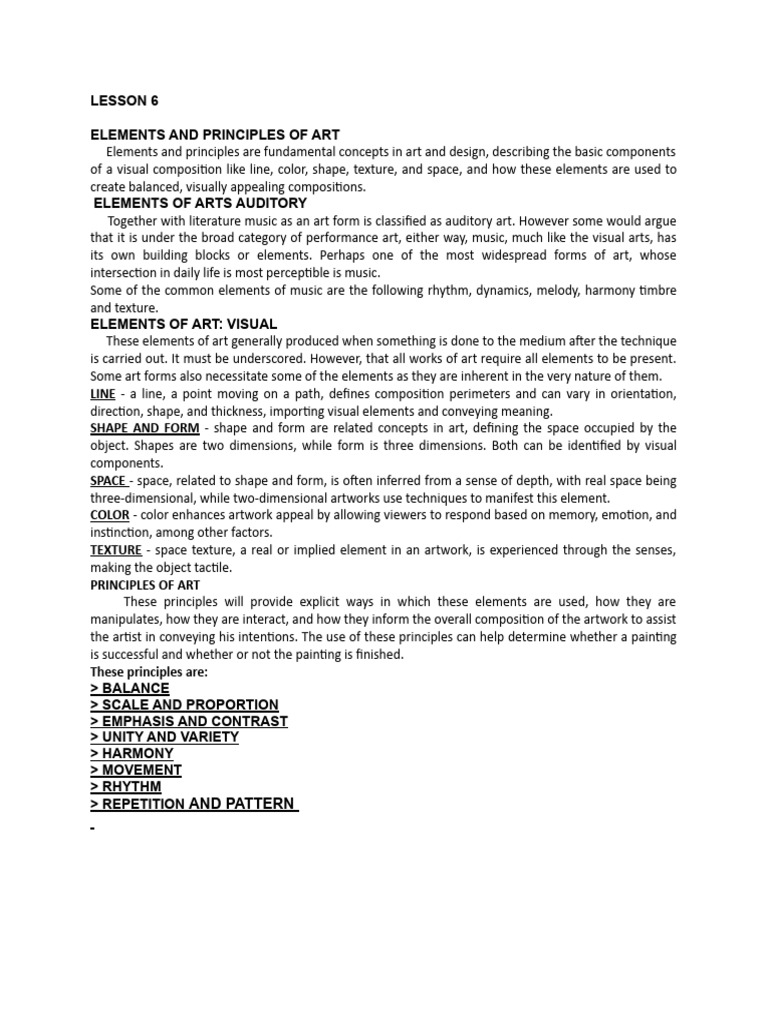 Lesson 6 Pdf Composition Visual Arts Shape