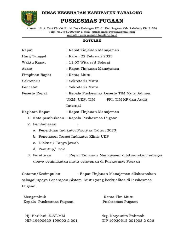 Notulen RTM 22 Feb 23 | PDF | Kesehatan Holistik | Gaya Hidup