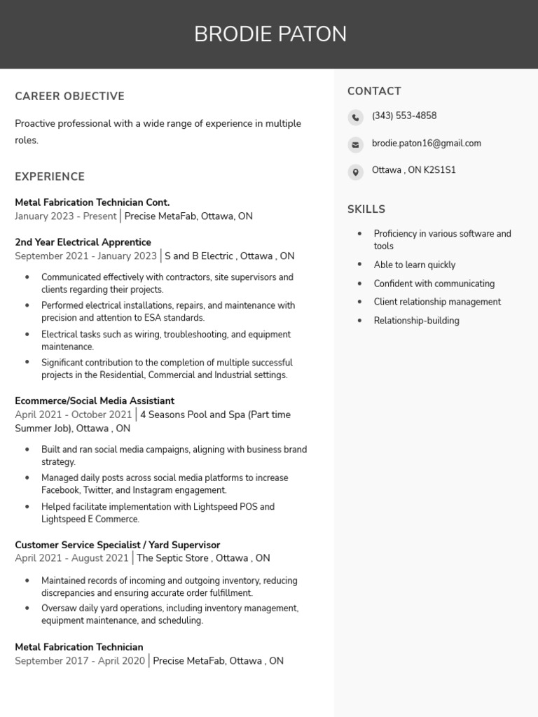 Brodie Paton Resume | PDF | Social Media | Popular Culture & Media Studies