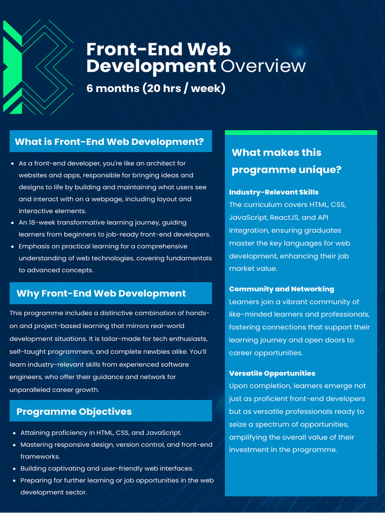 Front End Web Development Course Overview 1 Pdf World Wide Web Internet And Web