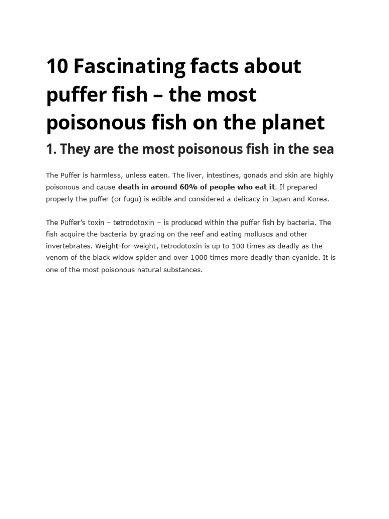 10 Fascinating Facts About Puffer Fish | PDF | Zoology | Organisms
