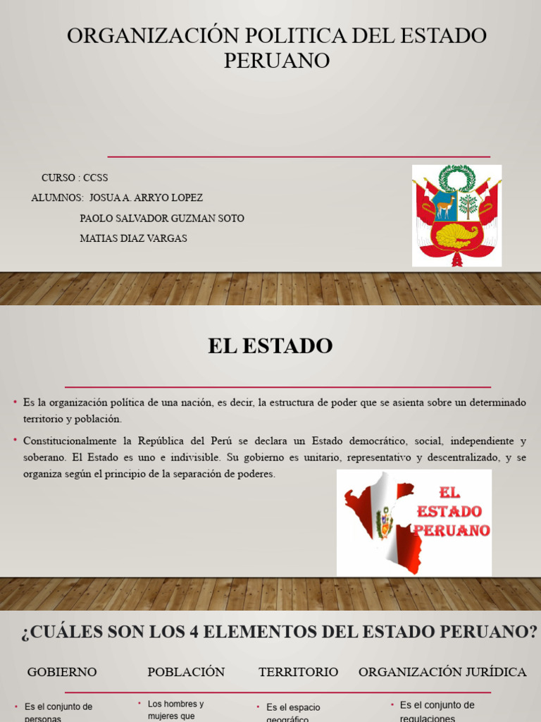 ORGANIZACIÓN POLITICA DEL ESTADO PERUANO | PDF | Estado (política ...