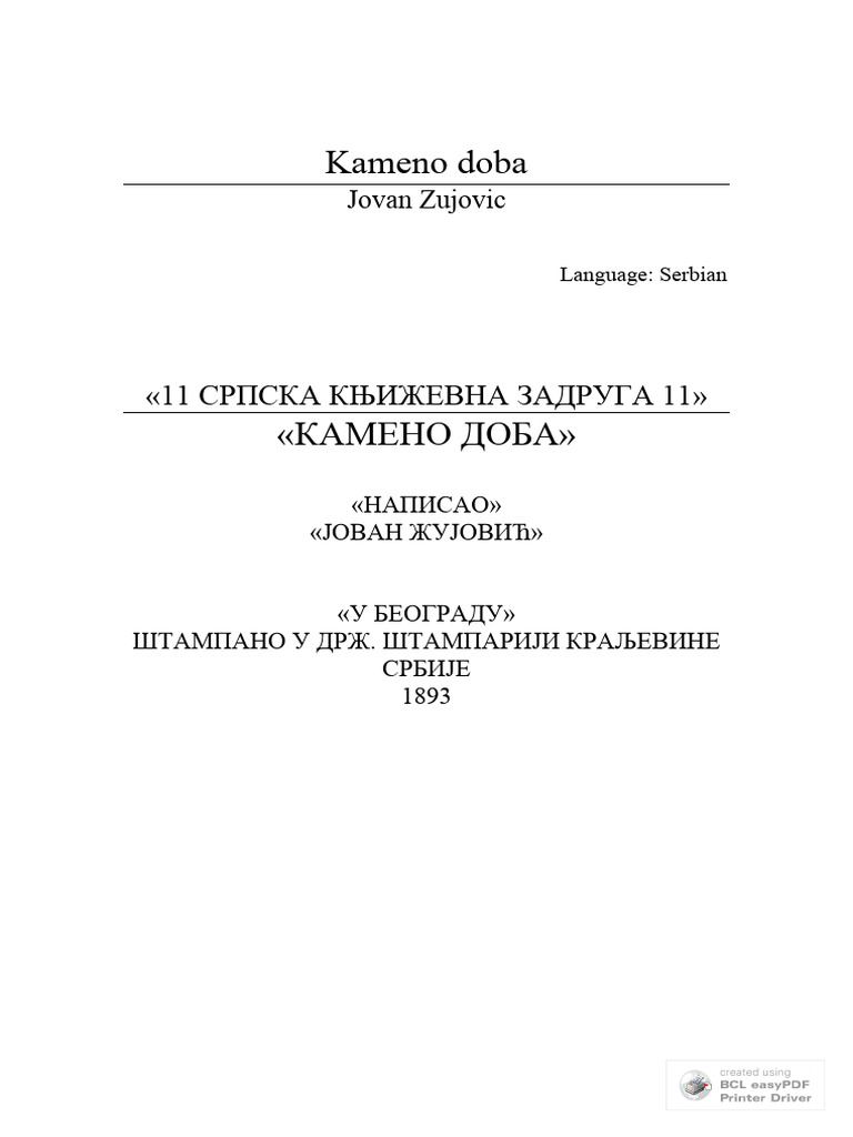 JOVAN ZUJOVIC - Kameno Doba - SERBIO | PDF