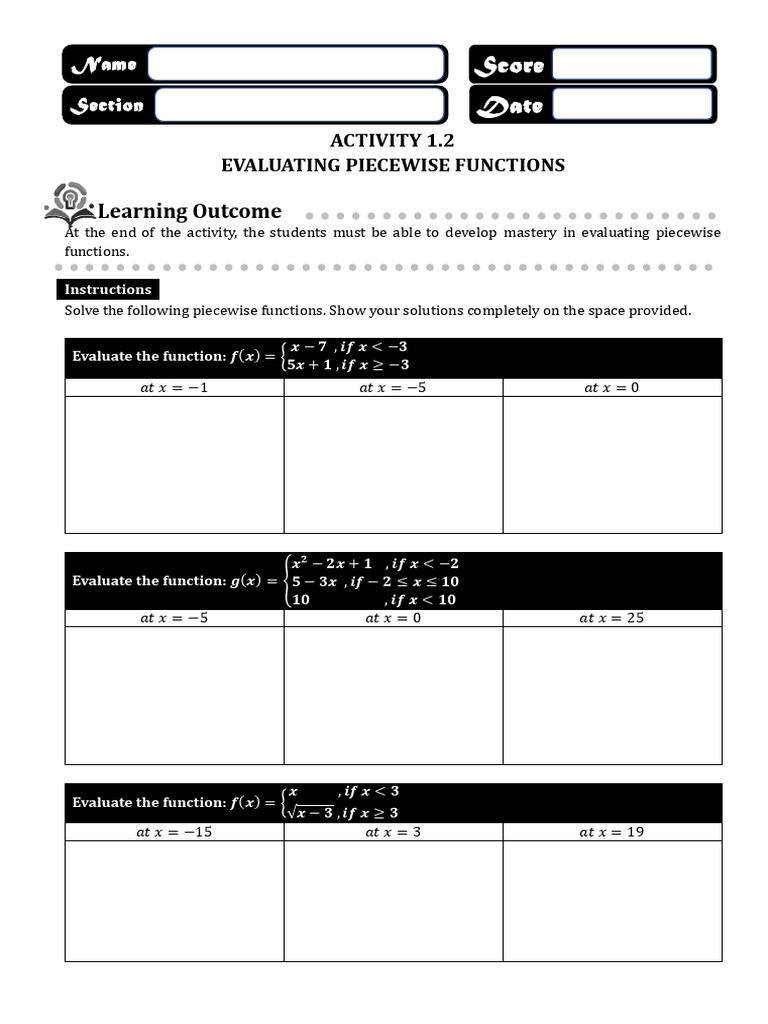 1.2 Piecewise Functions | PDF