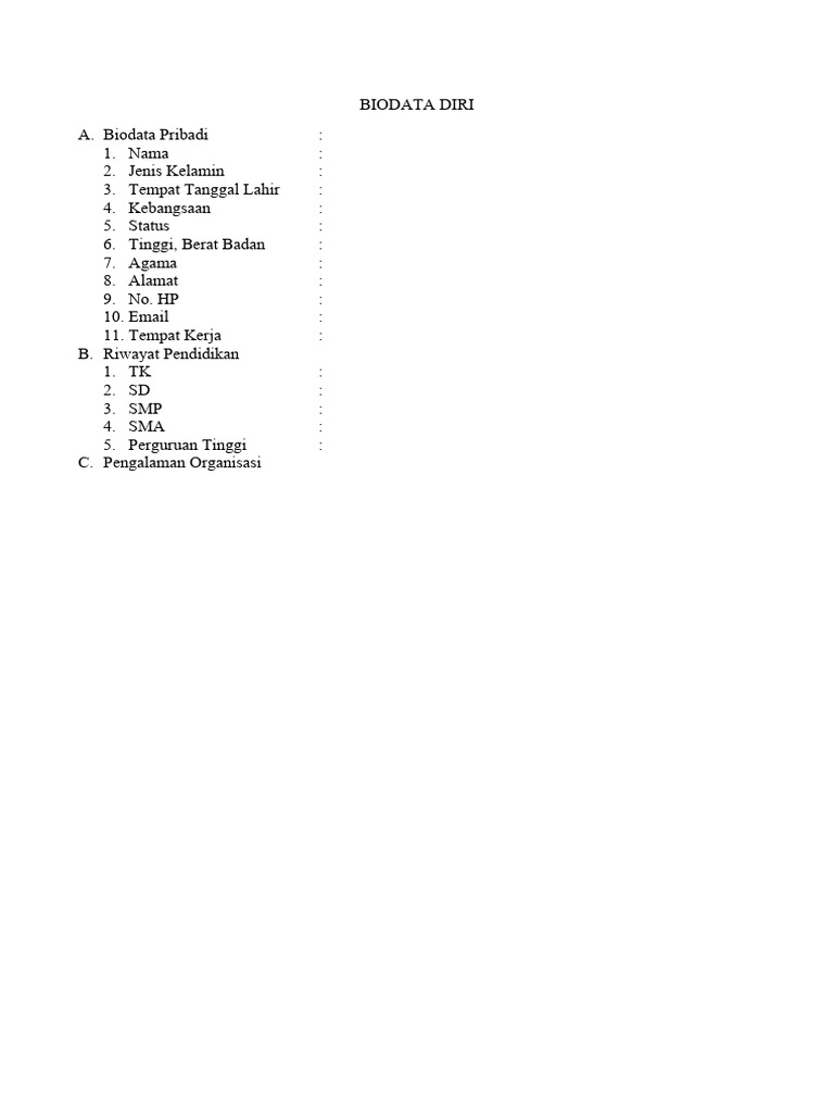 Format Biodata Diri | PDF