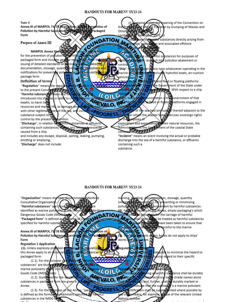 ANNEX III Handouts | PDF | Dangerous Goods | Chemistry