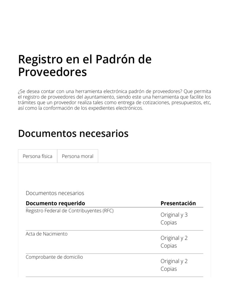 Registro Electrónico de Proveedores | PDF