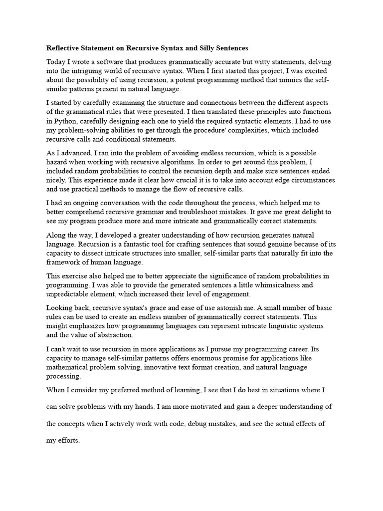 CS 1103-01 Learning Journal Unit 2 | PDF | Recursion | Computer Programming