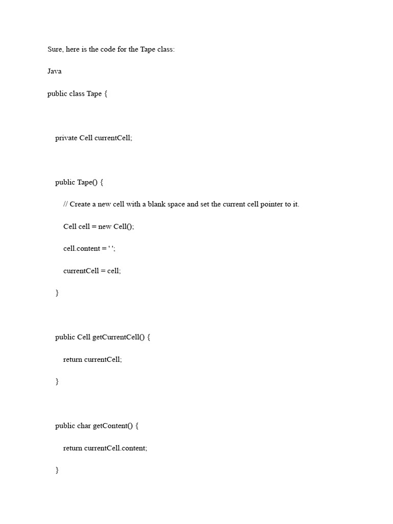 Java Tape Class Implementation | PDF | Science & Mathematics